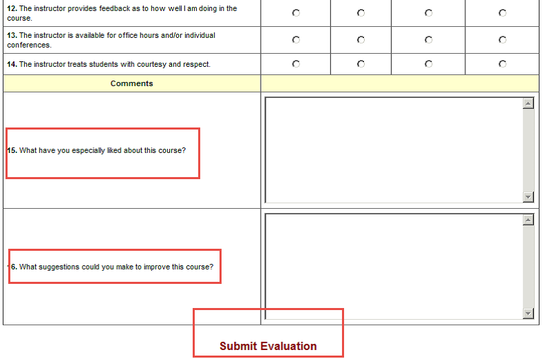 (Image of Submit Evaluation button at bottom of survey)